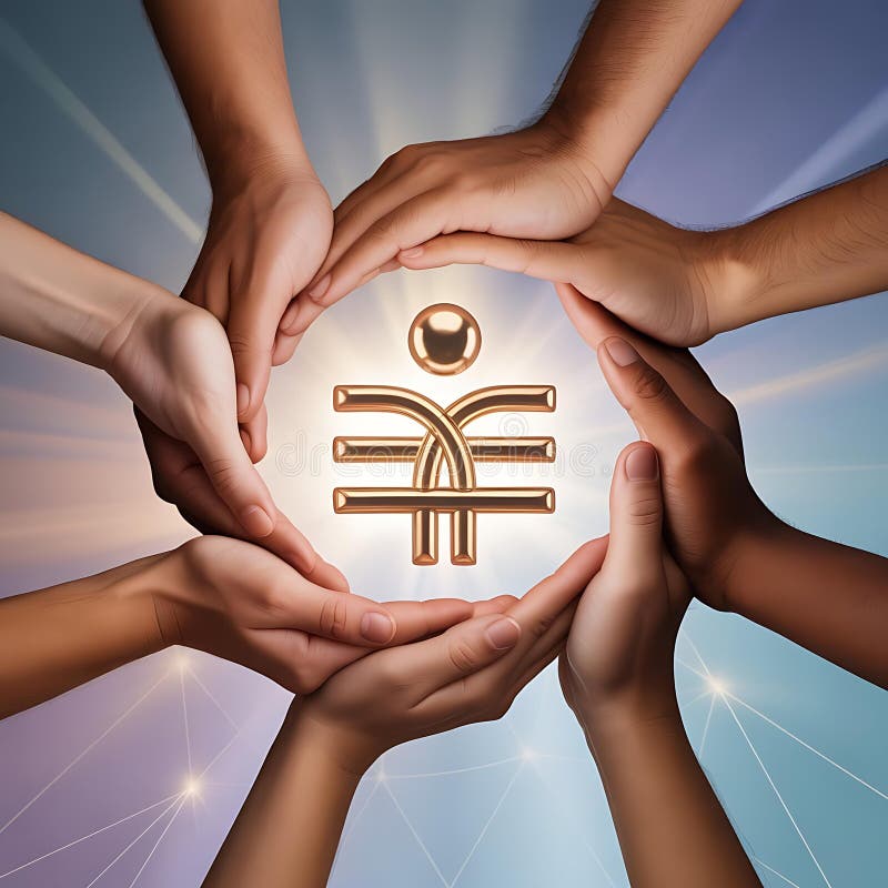 Hands Forming Circle Around Gender Equality Icon Diversity and ...