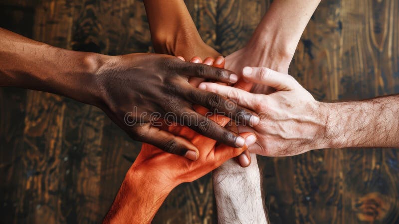 Hands in Unified Circle.AI Generated Image Stock Photo - Image of ...
