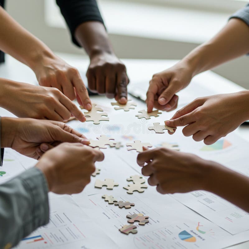 Multiple Hands of Diverse Individuals Collaborate Over a Table ...