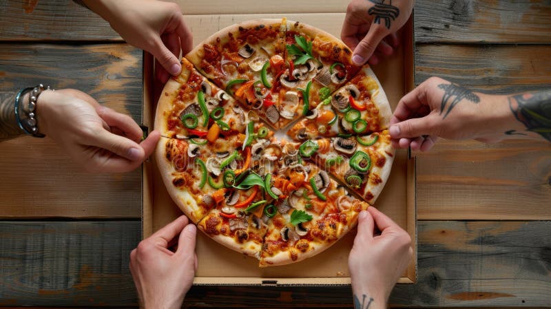 Hands Grabbing Fresh Pizza Ai Generated Stock Photos - Free & Royalty ...