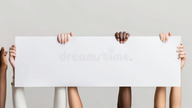 Hands Holding a Blank Banner.AI Generated Image Stock Photo - Image of ...