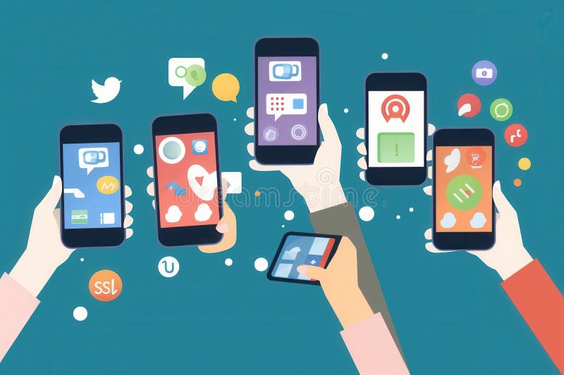 Multiple Hands are Holding Smartphones, Each Displaying Different ...