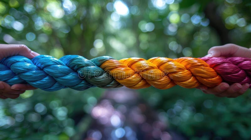 Unity in Diversity through a Colorful Braided Rope Stock Photo - Image ...