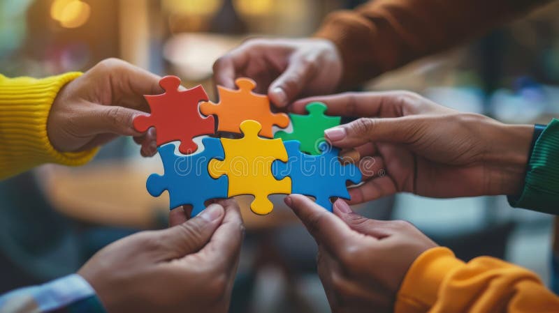 The Hands Assembling Puzzle Pieces.AI Generated Image Stock Photo ...
