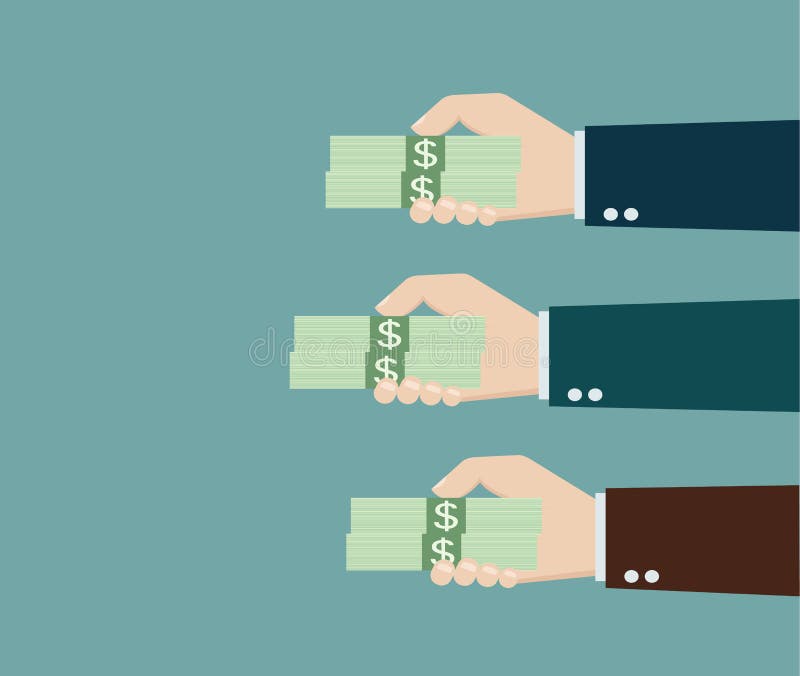 Multiple Hands Offering Money Vector and Copy Space Stock Illustration ...