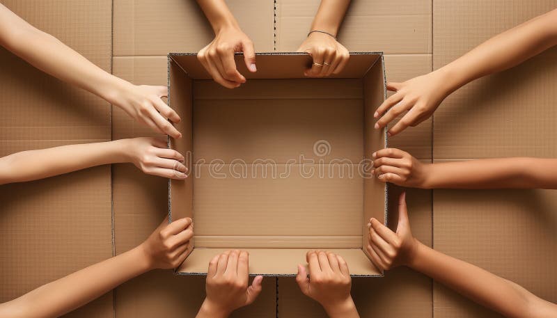 Hands Hold Open a Cardboard Box Stock Photo - Image of paper, manual ...