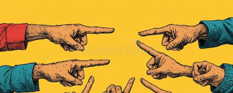 Multiple Hands Pointing in Different Directions on Colorful Background ...