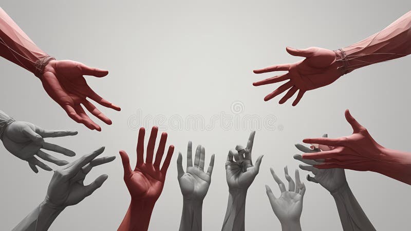 Multiple Hands Reach Out stock illustration. Illustration of reaching ...