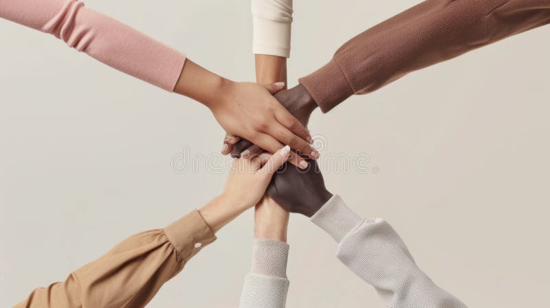 Multiple Hands Reach Together in a Gesture of Unity and Cooperation ...