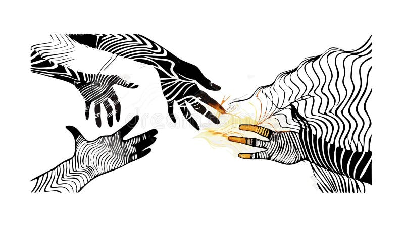 Multiple Hands Reaching Inwards To a Shared Central Point Graphic ...