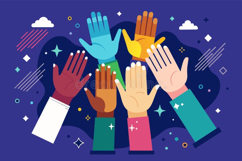 Multiple Hands Reaching Upwards in a Customizable Semi Flat ...