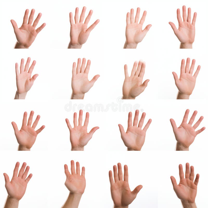 Multiple Hands Showing Open Palms in a Grid Arrangement Stock ...