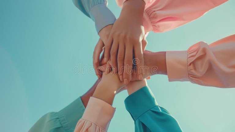 The Unity of Connected Hands.AI Generated Image Stock Photo - Image of ...