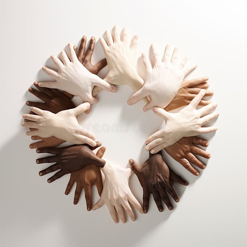 Multiple Hands with Their Hands Together in a Circle Stock Image ...