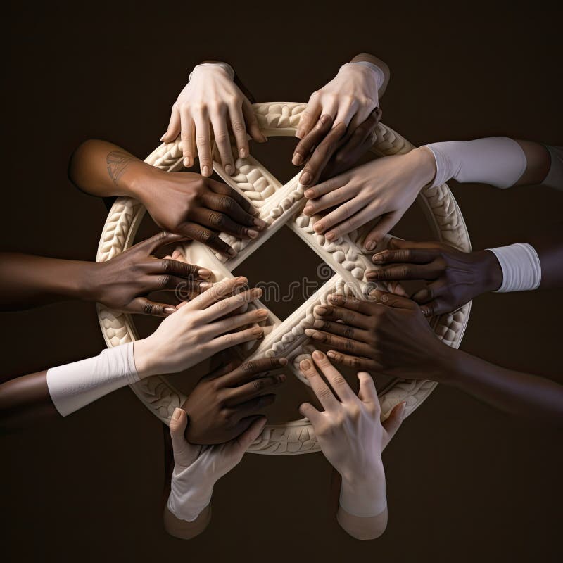 Multiple Hands with Their Hands Together in a Circle Stock Photo ...