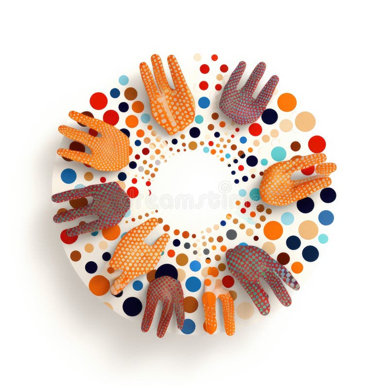 Multiple Hands with Their Hands Together in a Circle Stock Image ...