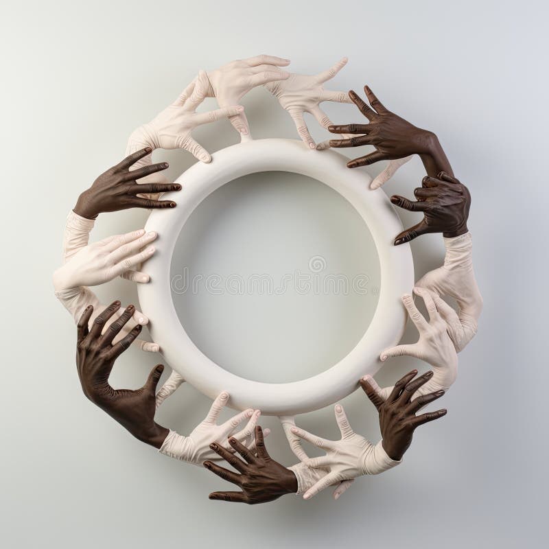 Multiple Hands with Their Hands Together in a Circle Stock Image ...