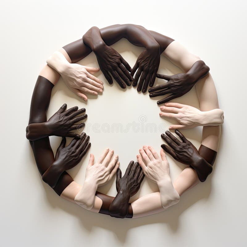 Multiple Hands with Their Hands Together in a Circle Stock Image ...