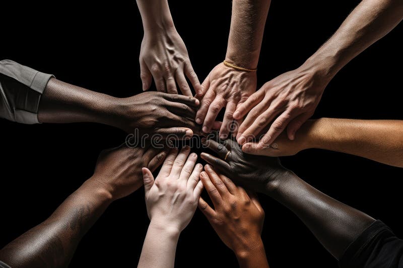 Multiple Hands with Their Hands Together in a Circle Stock Illustration ...