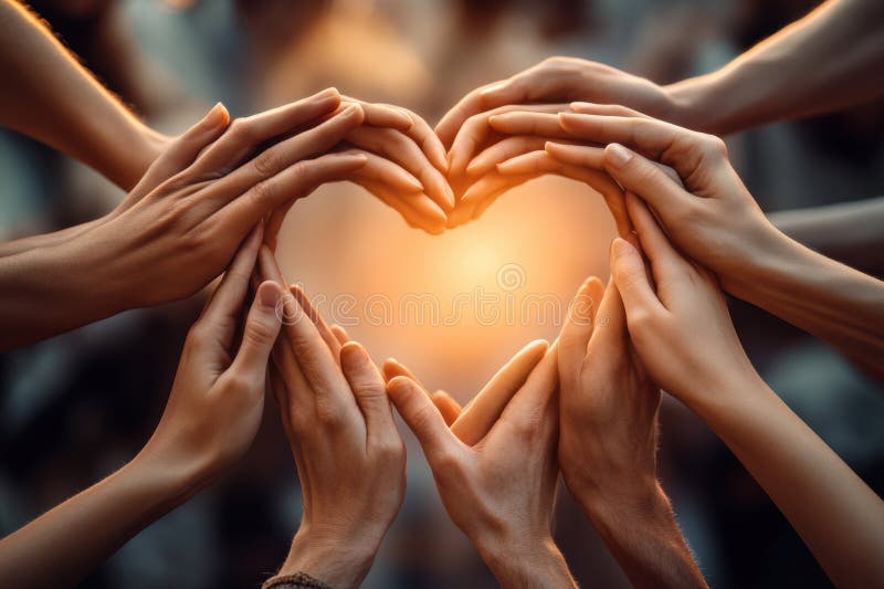 Hands Come Together To Form a Heart Shape Symbolizing Unity and ...