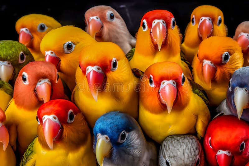 Multiple Head of Birds Packed Together and Straight Look the Same Way ...