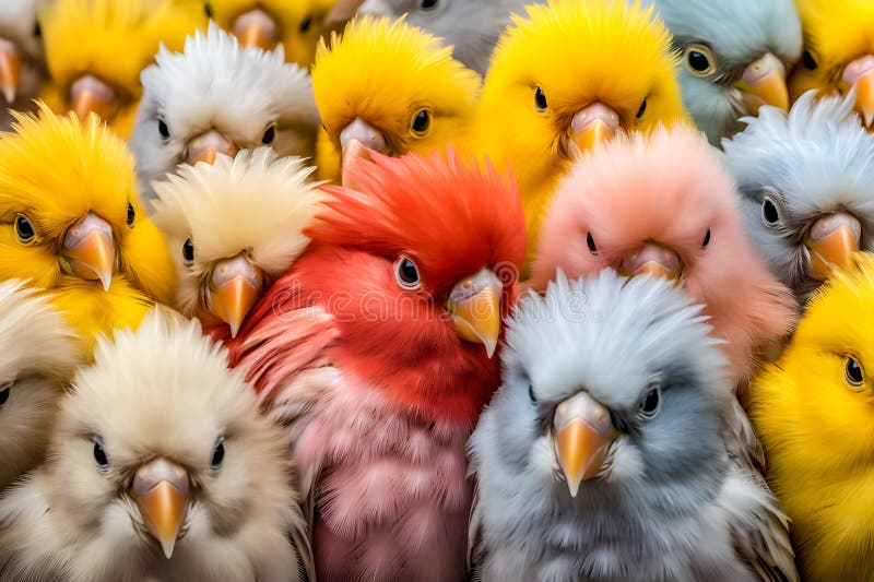 Multiple Head of Birds Packed Together and Straight Look the Same Way ...