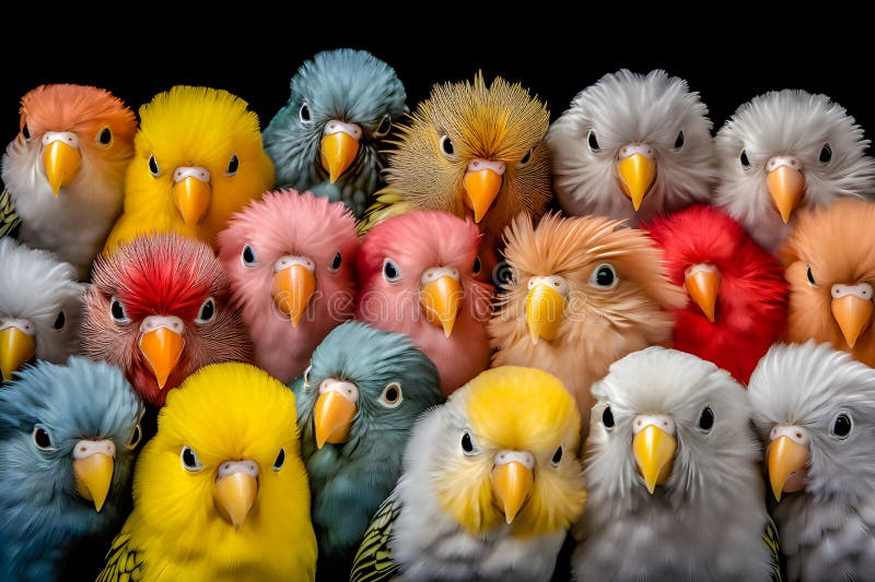 Multiple Head of Birds Packed Together and Straight Look the Same Way.Generative AI Stock ...