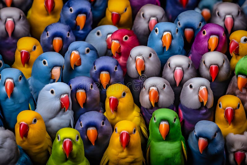 Multiple Head of Birds Packed Together and Straight Look the Same Way ...