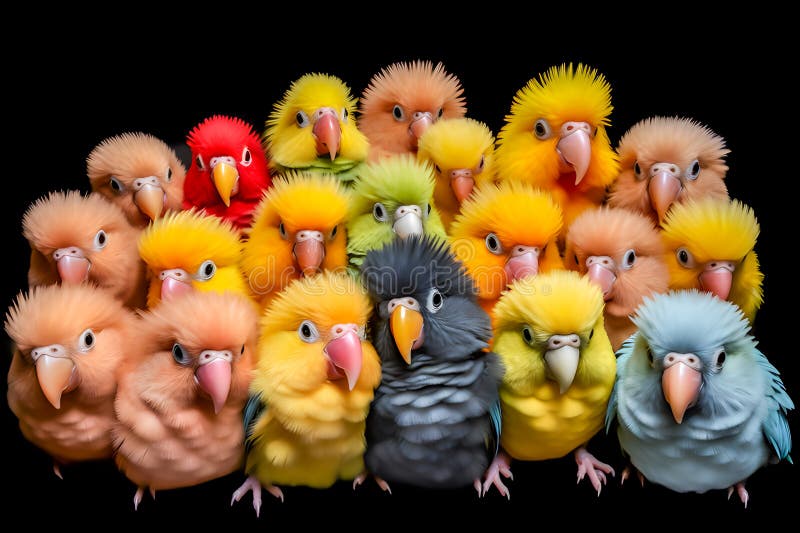 Multiple Head of Birds Packed Together and Straight Look the Same Way ...