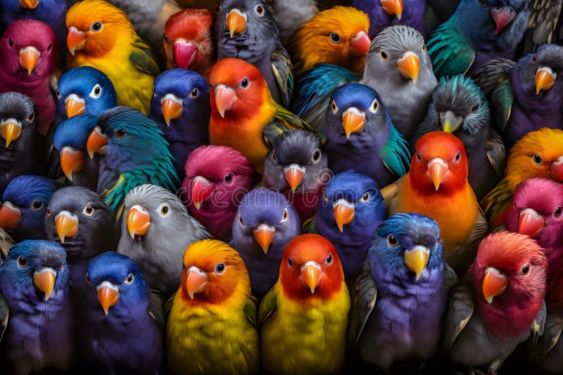 Multiple Head of Birds Packed Together and Straight Look the Same Way ...