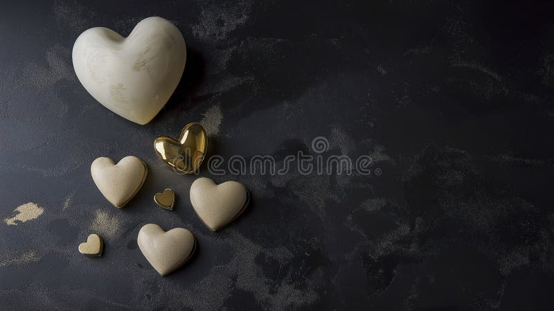 Multiple Heart Shapes Against a Dramatic Black Background with Copy ...