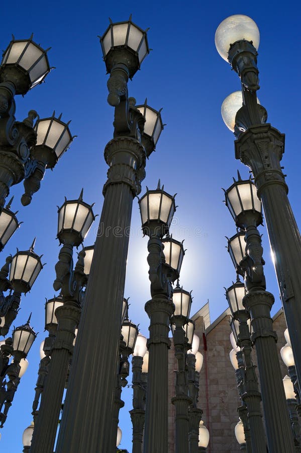 Multiple Historic Street Lights Stand in a Pattern Stock Image - Image ...