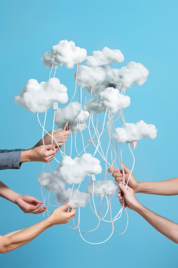 Multiple Human Hands Holding Internet Cab AI Generated Stock ...