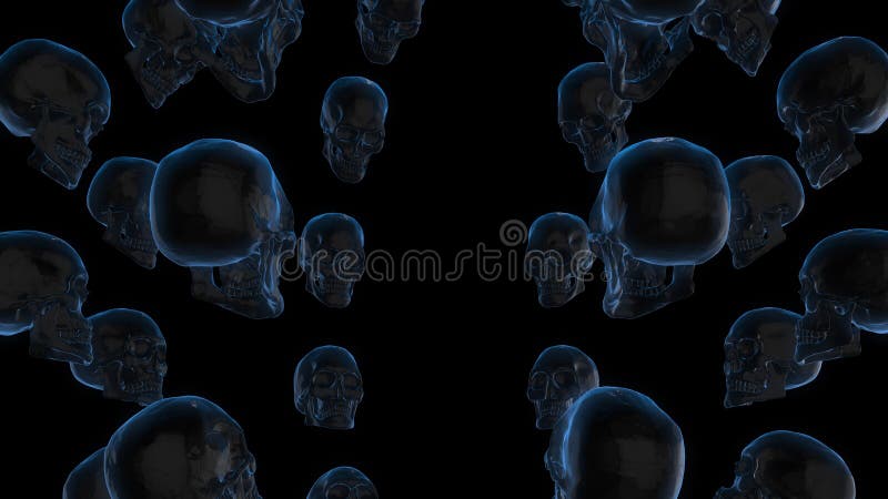Multiple Human Skulls Facing Each Other Black Colour 3D Rendering and ...
