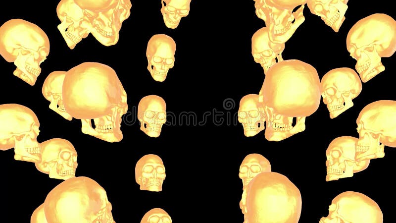 Multiple Human Skulls Facing Each Other in Golden and Black Colour 3D ...