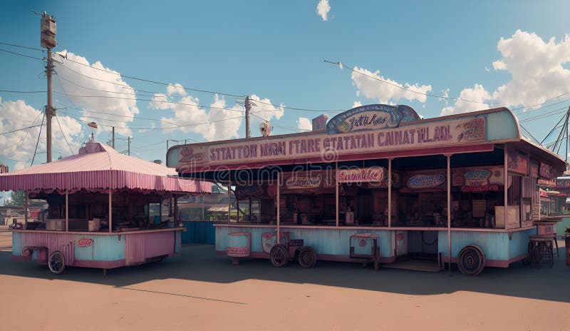 Multiple Hyper Detailed State Fair Trailers Stock Illustration ...
