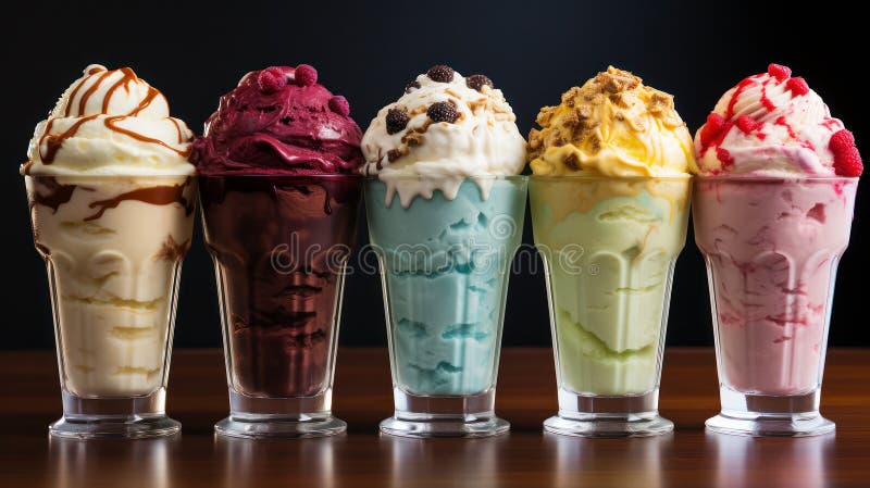 Multiple Ice Cream Flavors with Toppings. AI Generation Stock Image ...