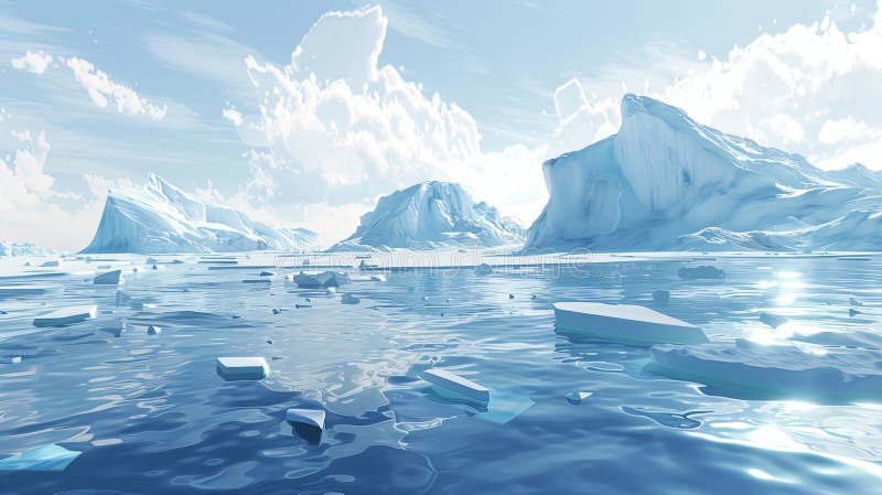 Multiple Icebergs Drift on the Cold Waters, Creating a Striking Scene ...