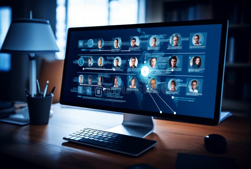 Multiple Icons Over a Computer Screen, in the Style of Contact Printing ...