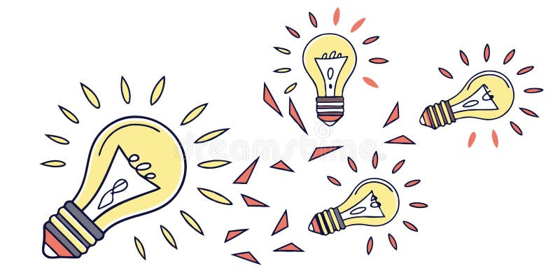 Multiple Idea Lightbulbs, Brainstorming Innovation Icons, Vector Design ...