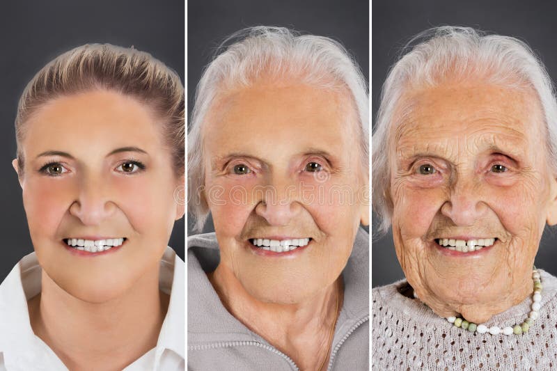 Multiple Image Showing Aging Process of Woman Stock Image - Image of ...