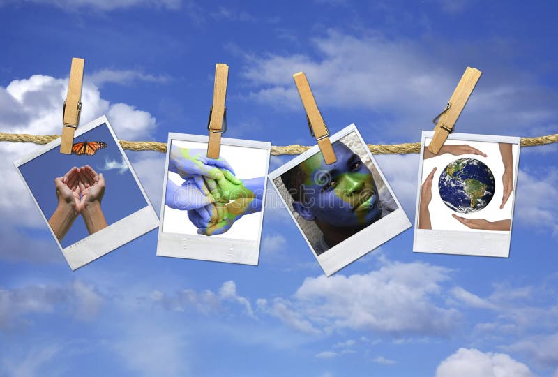 Multiple Images Relating To Global Issues Hanging Stock Photo - Image ...