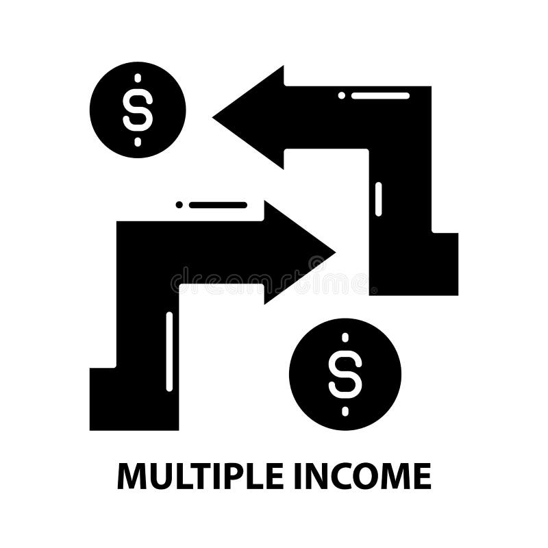 Multiple Income Icon, Black Vector Sign with Editable Strokes, Concept ...