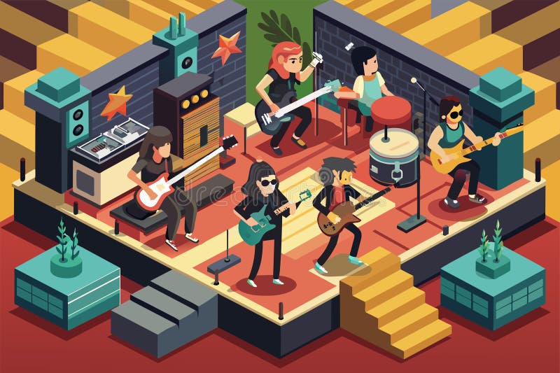 Multiple Individuals Playing Instruments in a Lively Room Setting ...