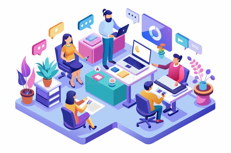 Multiple Individuals Seated Together, Engaging in Collaborative ...