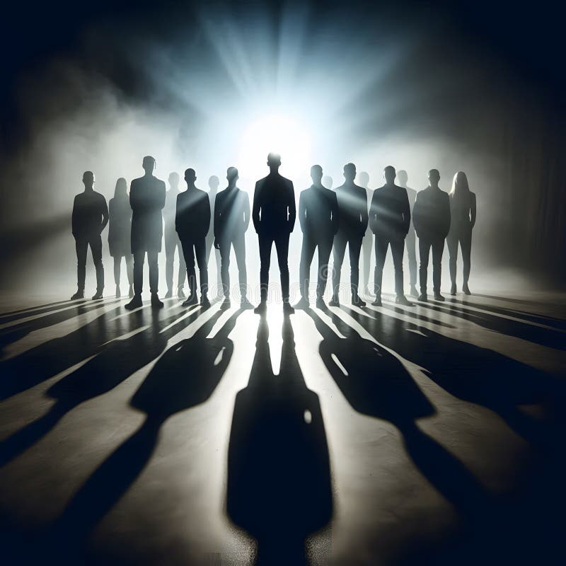 Multiple Individuals Stand Side by Side with a Bright Light Source ...
