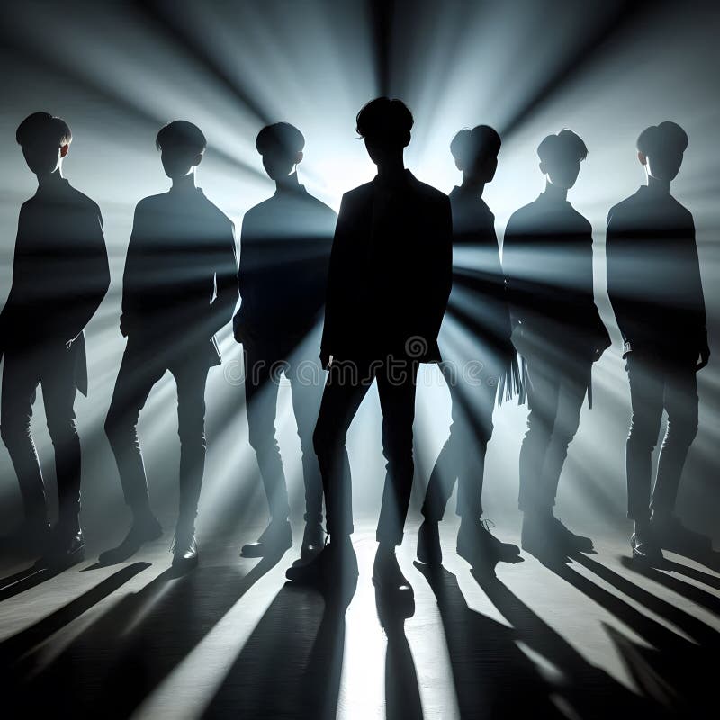 Multiple Individuals Stand Side by Side with a Bright Light Source ...