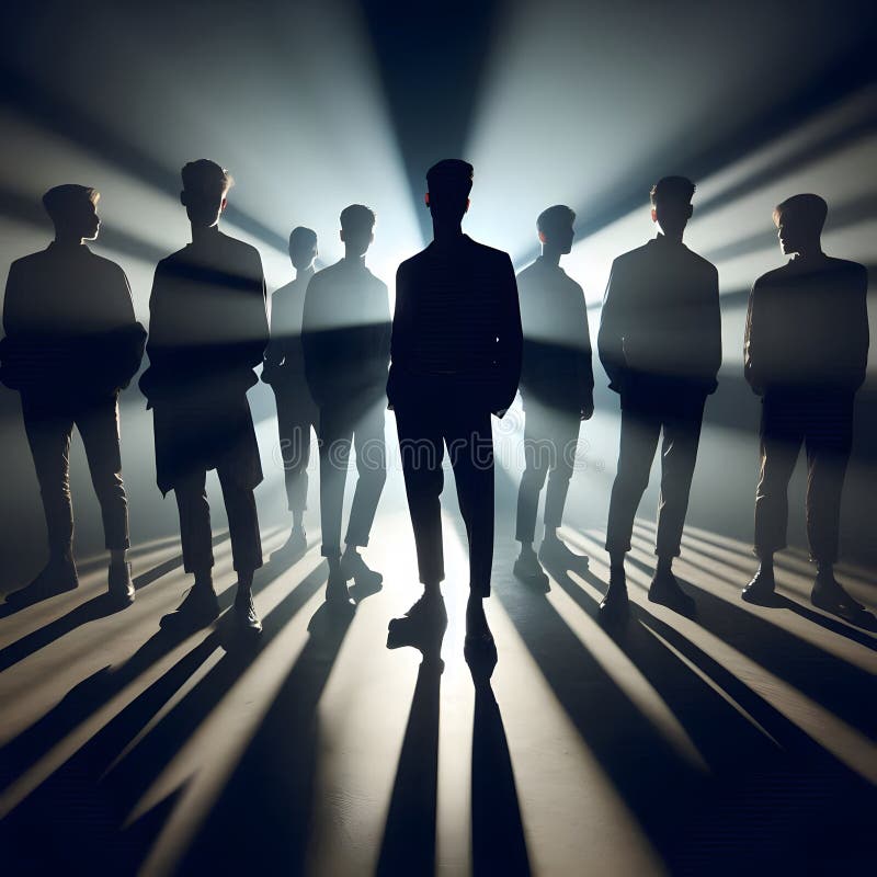 Multiple Individuals Stand Side by Side with a Bright Light Source ...