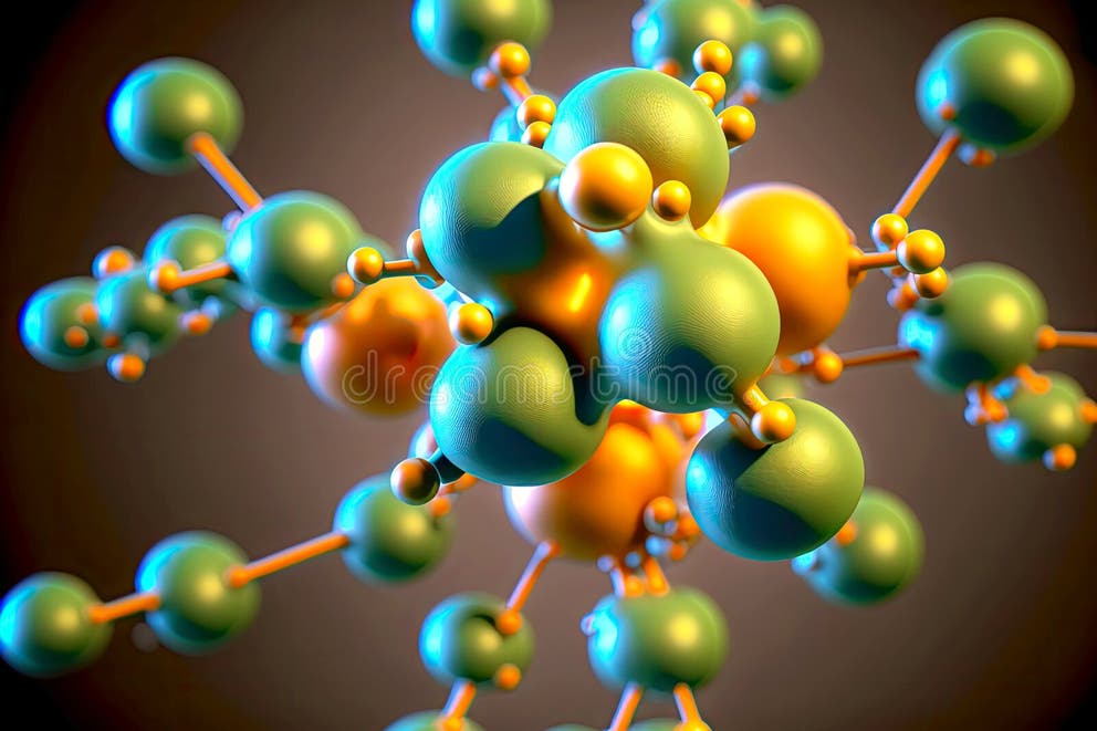 Multiple Interatomic Bonds in Chemical Structure of Molecule Closeup ...