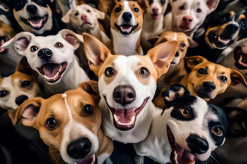 Multiple Jack Russell Dog Face only Packed Together and Straight Look ...